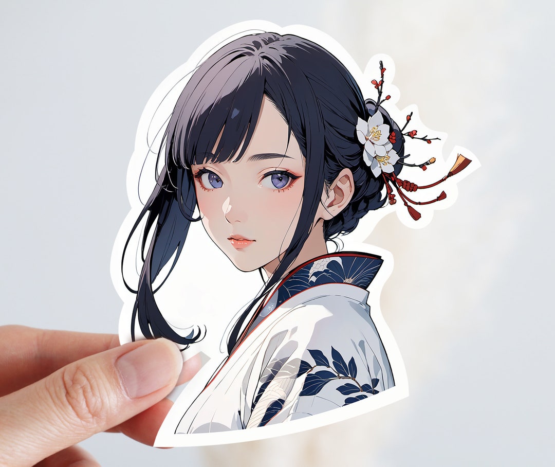 Anime Girl Sticker Kimono Decal Durable Vinyl Decals for Laptops ...