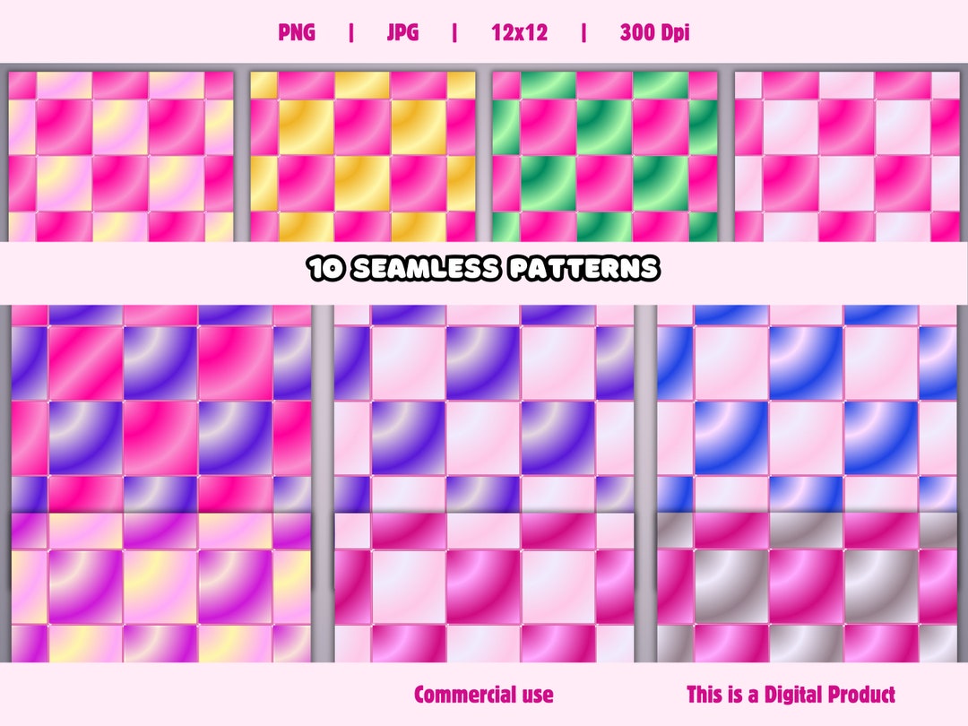 Seamless Pink Checkered Digital Paper Trendy Pink Background Commercial ...