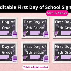Editable First Day of School Sign, Printable Back to School Photo Sign ...