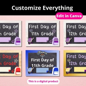 Editable First Day of School Sign, Printable Back to School Photo Sign ...