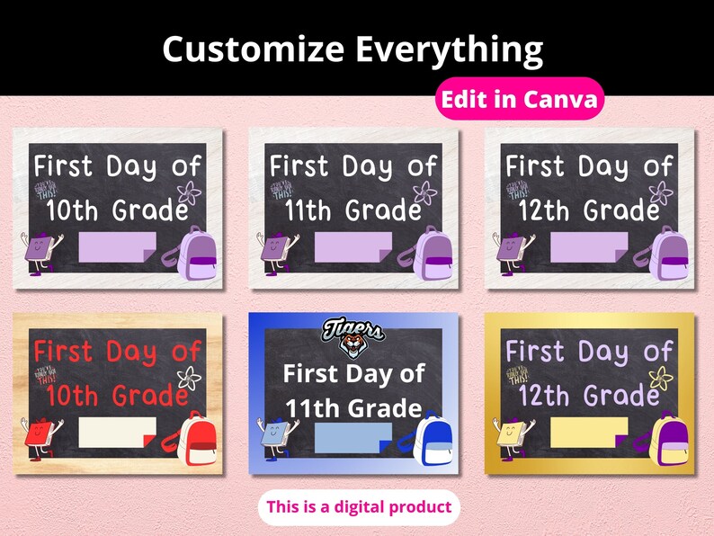 Editable First Day of School Sign, Printable Back to School Photo Sign ...