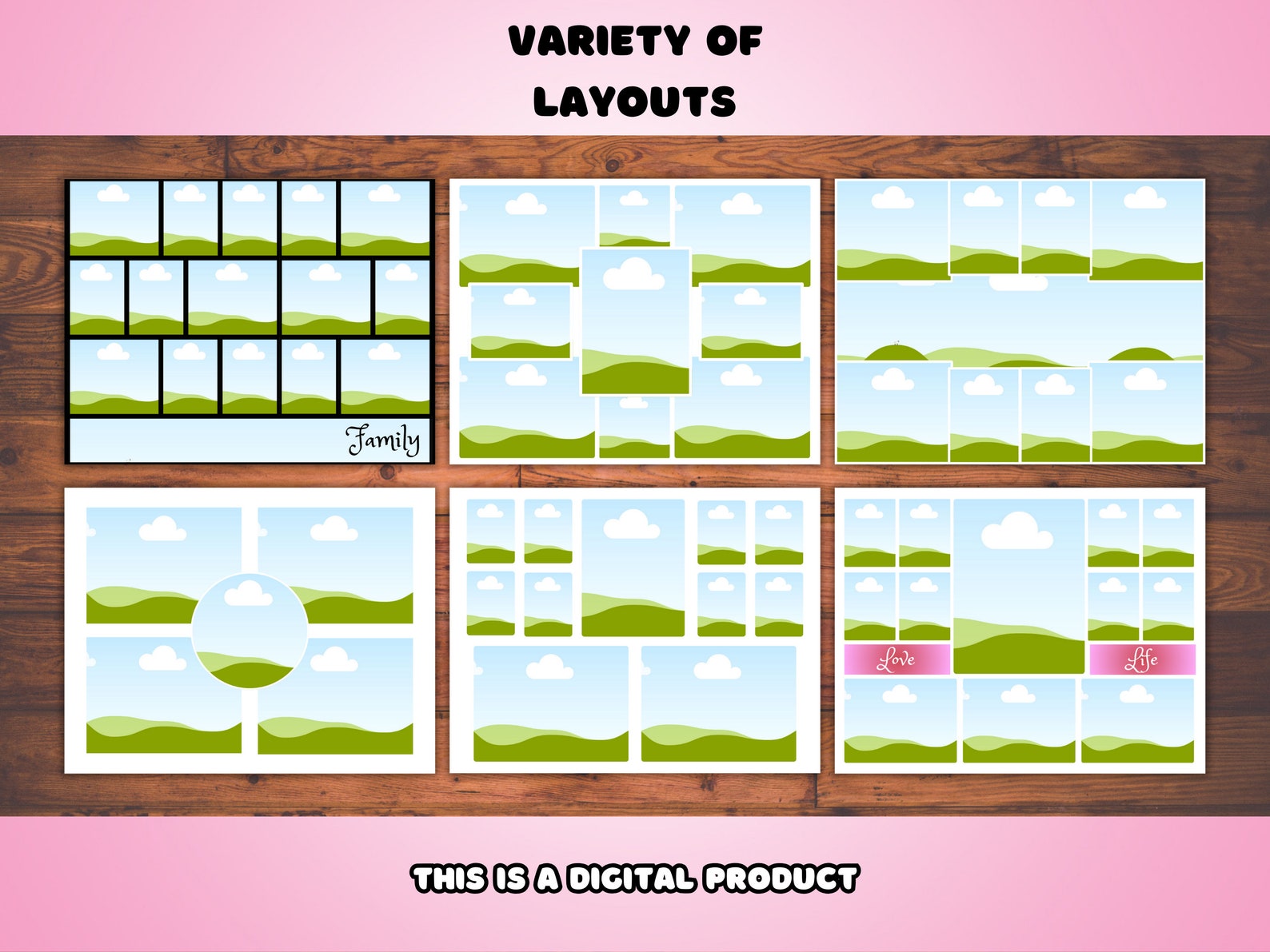 Printable Photo Book Pages, 11 X 8.5 Picture Layouts, Easy Drag and ...