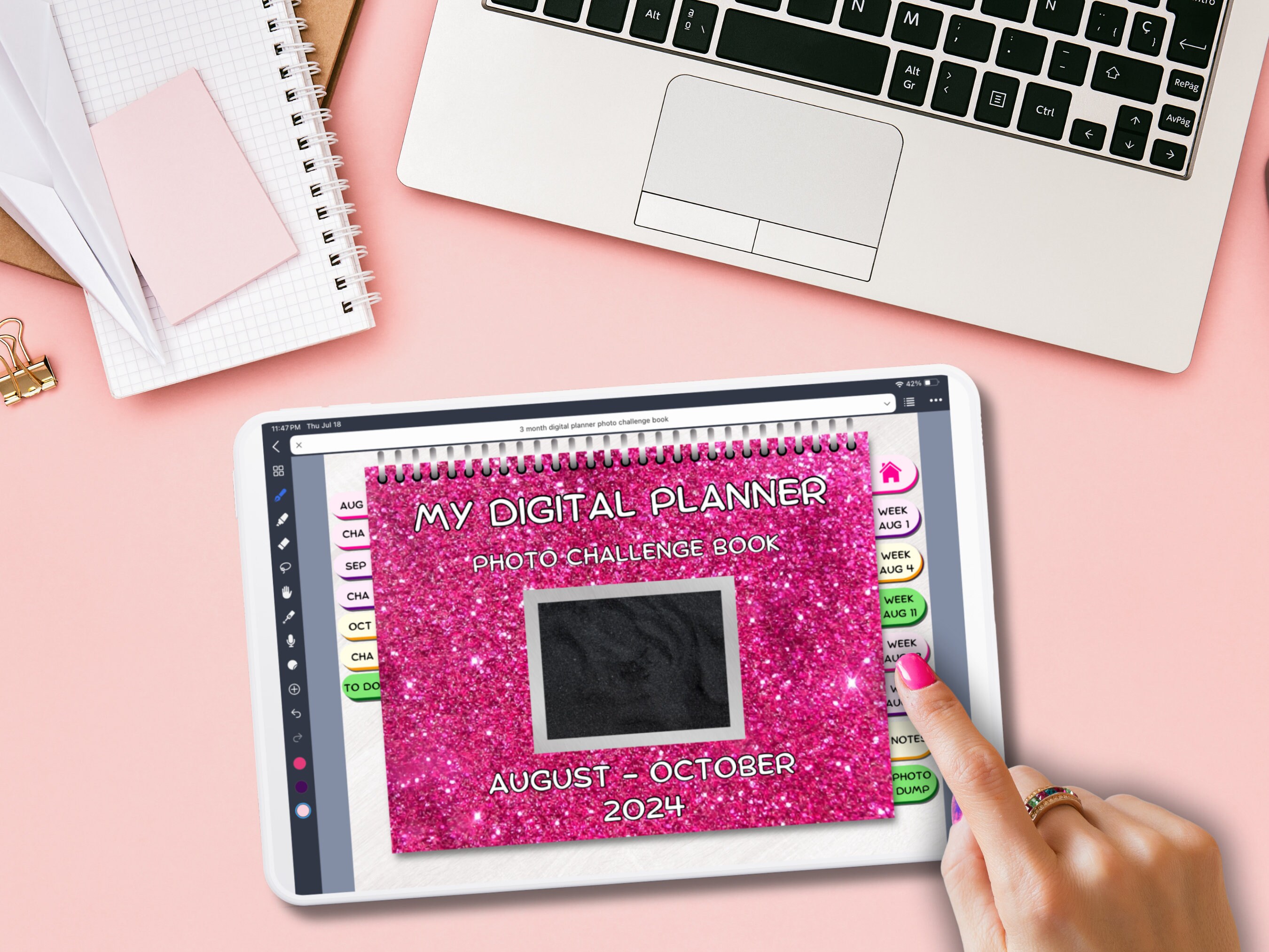 Digital Planner Template PLR, Photo Challenge Planner, Editable 3 Month ...
