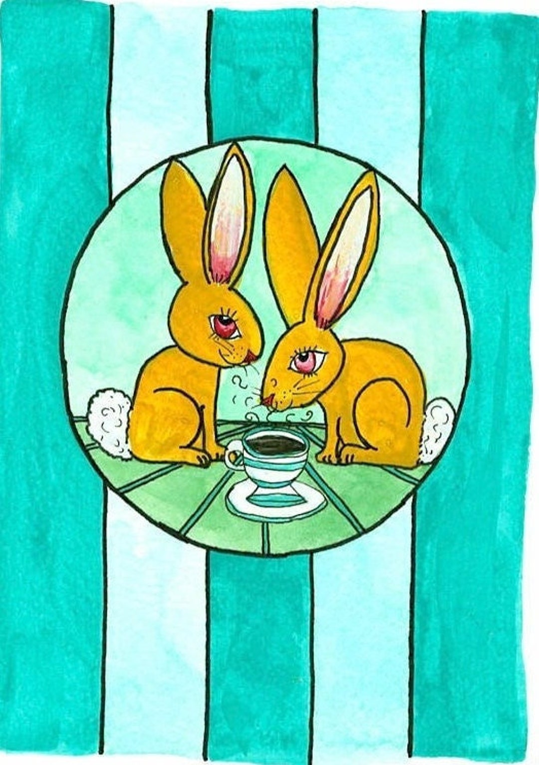 Rabbits Drinking Coffee, Digital Download, Drinking Coffee, Drinking ...