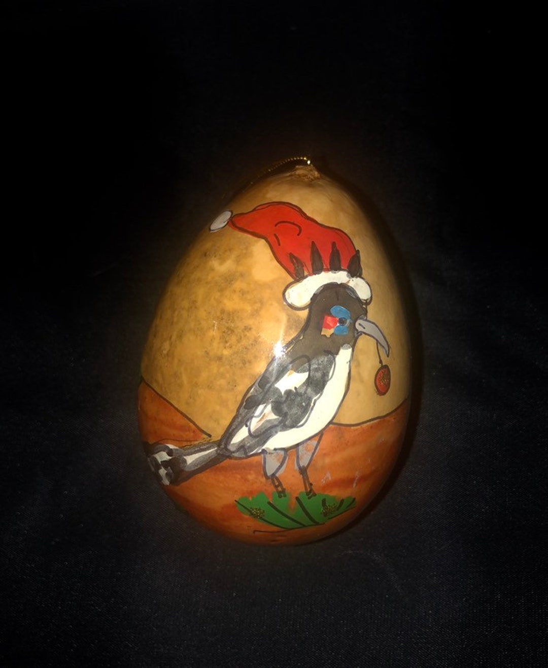 Roadrunner Santa Hand-painted Gourd Christmas Ornament Santa Fe, New ...