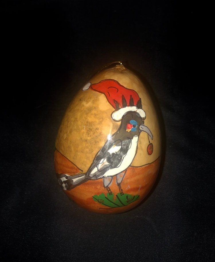 Roadrunner Santa Hand-painted Gourd Christmas Ornament Santa Fe, New ...
