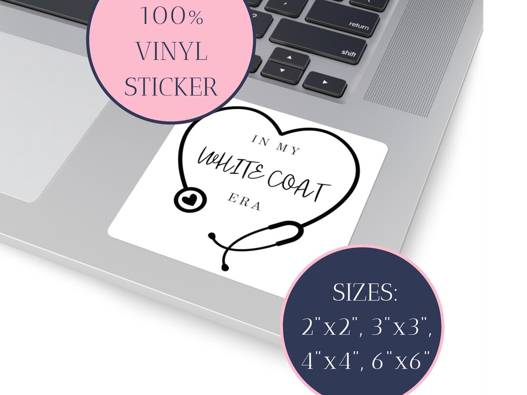 Healthcare Sticker White Coat Era Heart Stethoscope Gift for Doctor ...