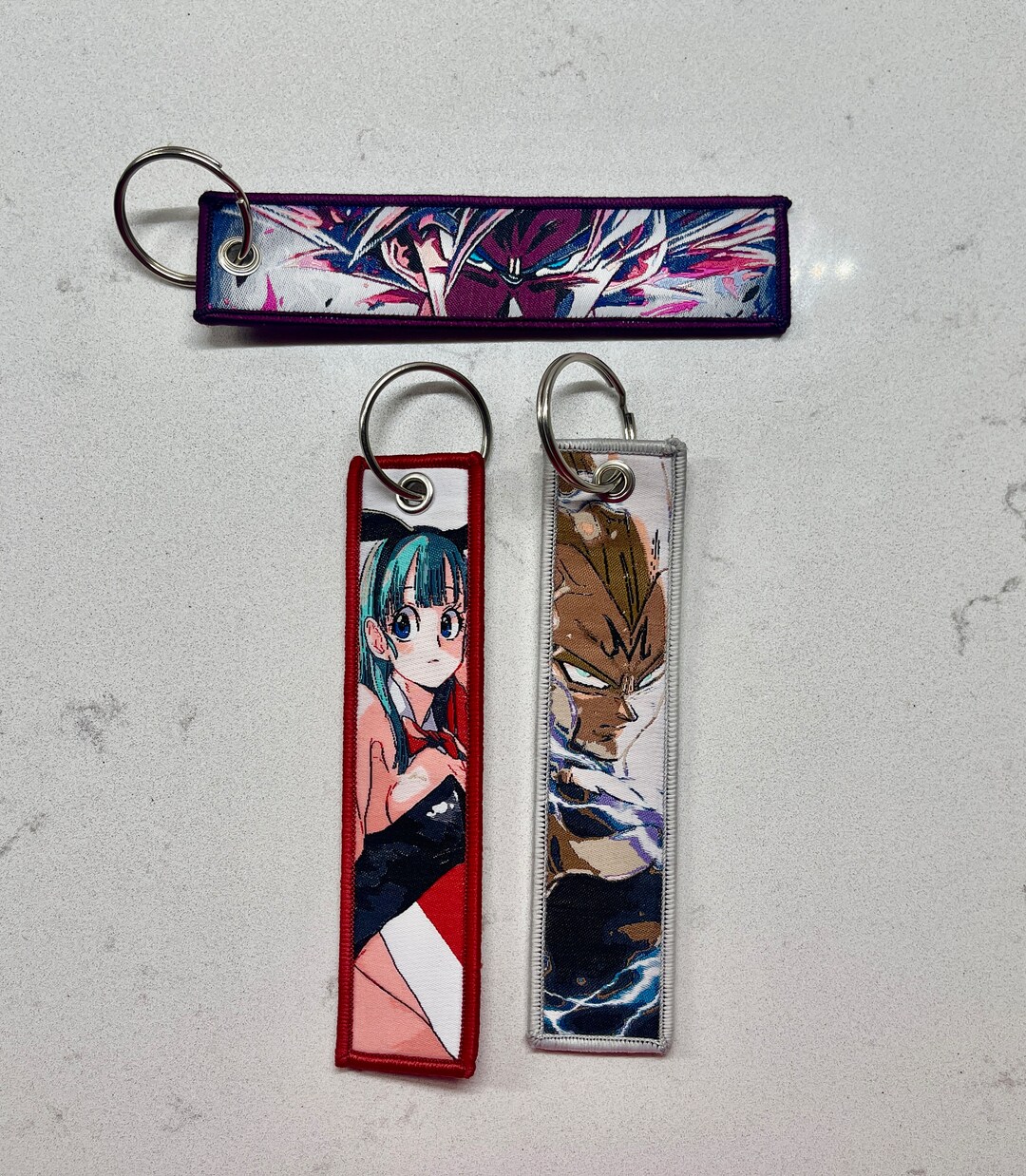 Set of 3 - Custom Anime Bulma Vegeta Goku DBZ Embroidered Keychains 5. ...