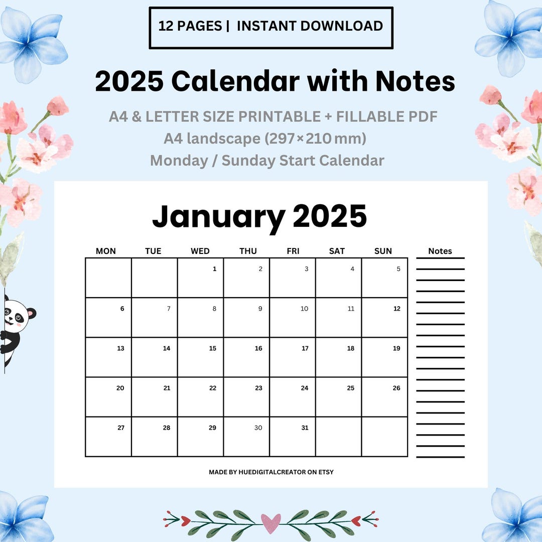 2025 Digital Calendar Planner – Printable Monthly & Yearly Planner ...
