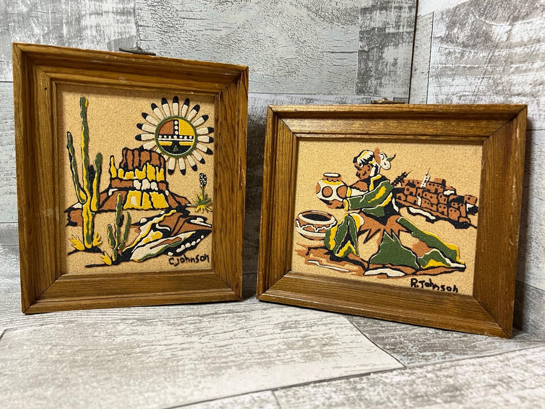 Native American Navajo RAINBOW WAY LTD Sand Art Signed C and R Johnson ...