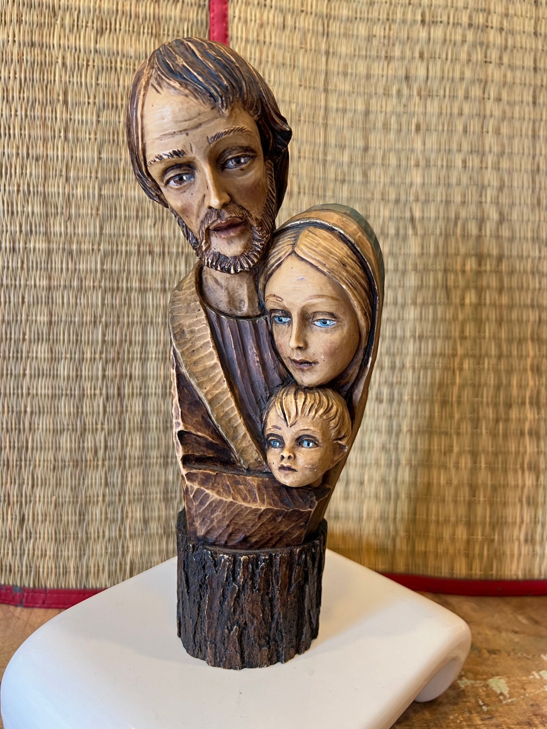 VINTAGE ANRI Statue of the Holy Family, Jesus, Mary Joseph 9.75 Made in ...