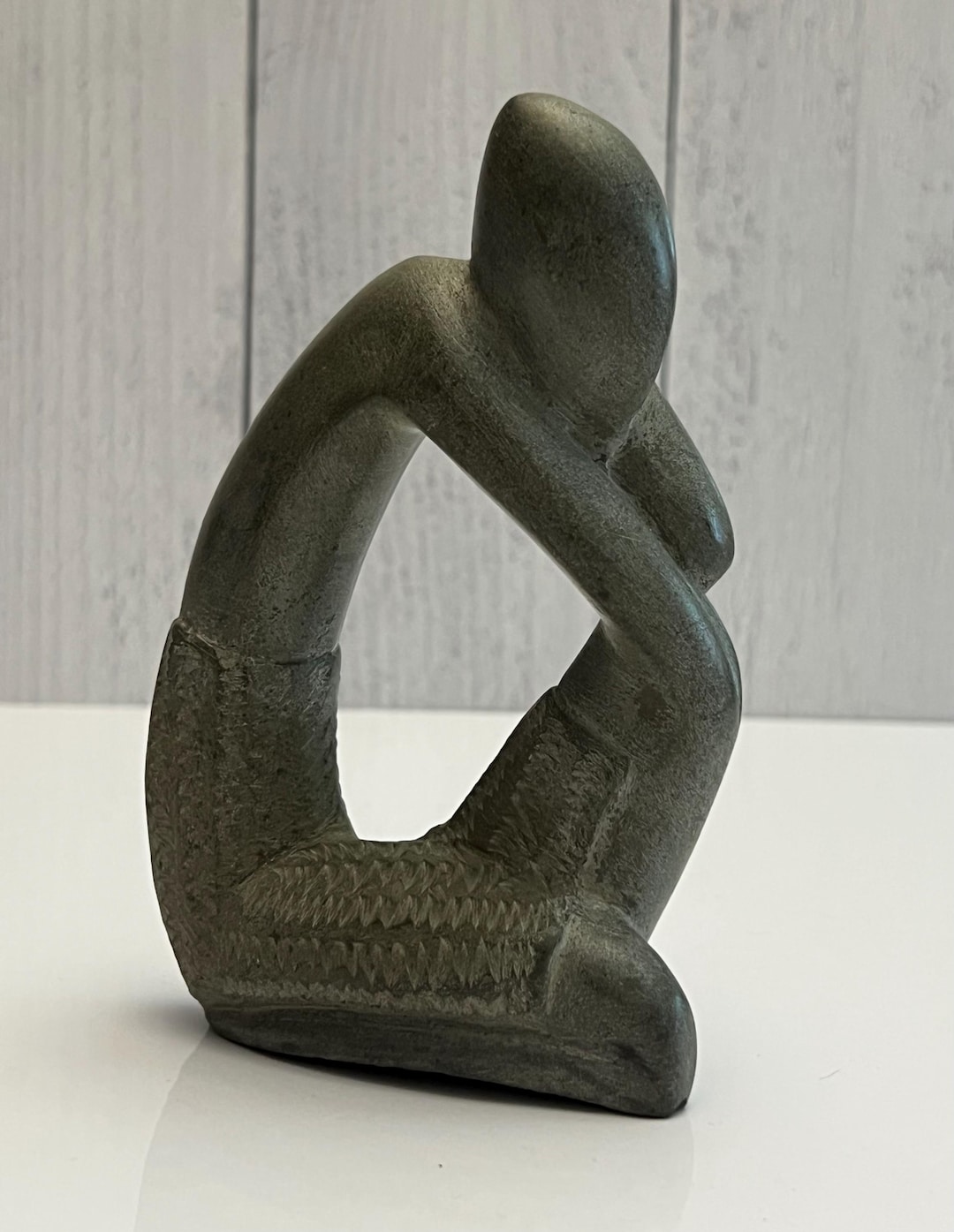 Vintage Soapstone Carved Thinking Man Human Figure Statue Sculpture Art ...