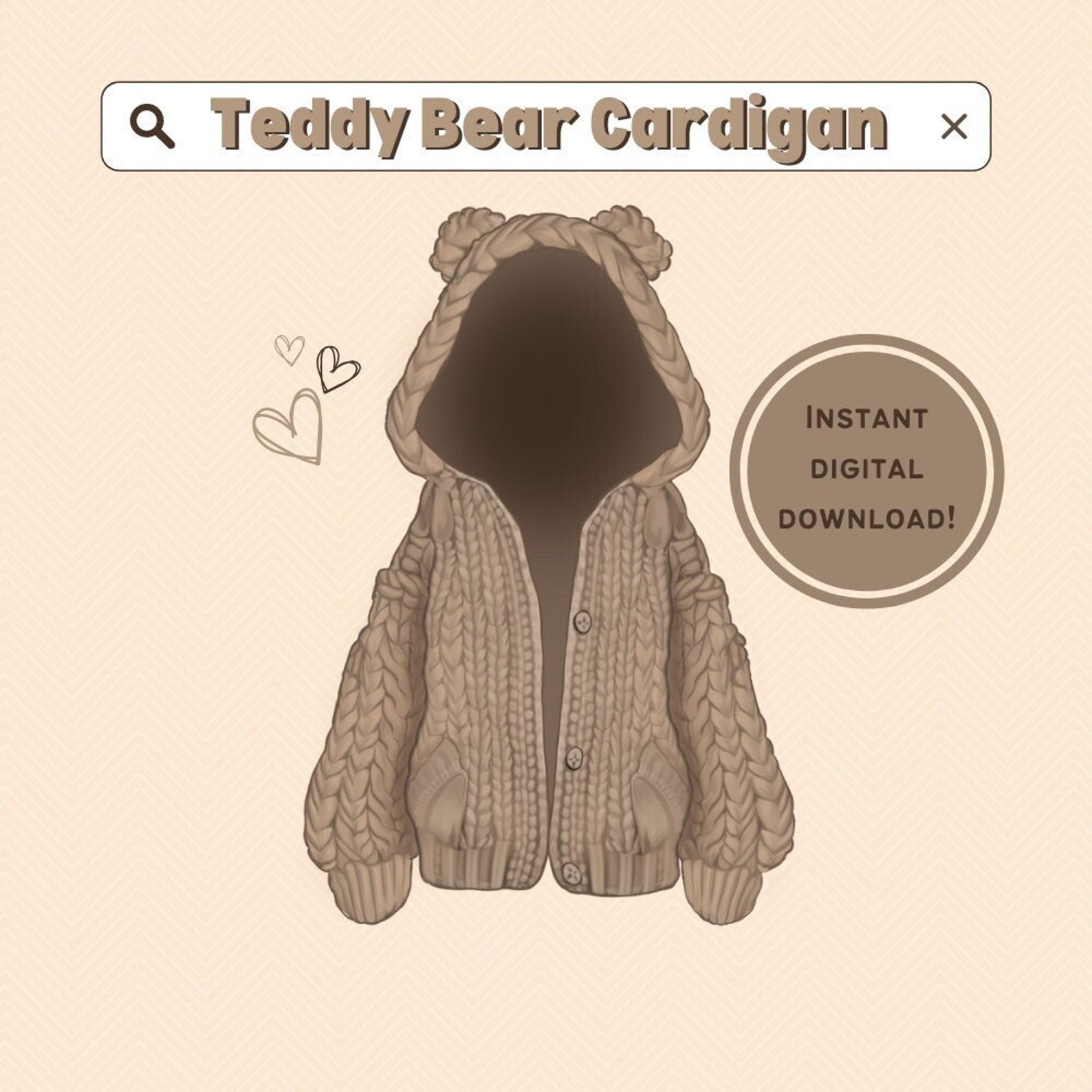 Teddy Bear Knit Cardigan Live2d PNG Asset | Vtuber Asset for Streaming ...