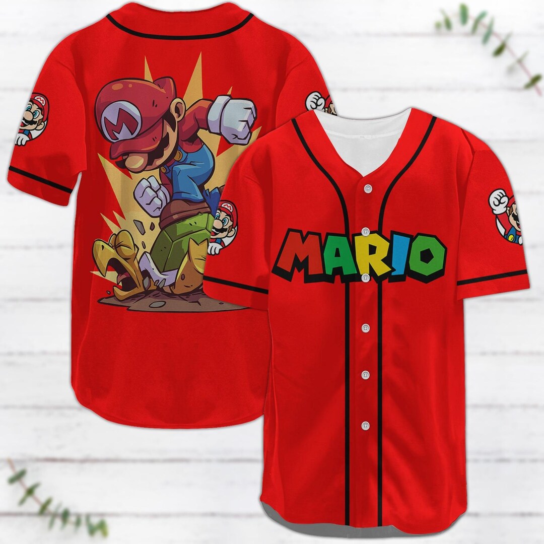 Super Mario Baseball Jersey, Gaming Baseball Shirt, Video Game Jersey ...