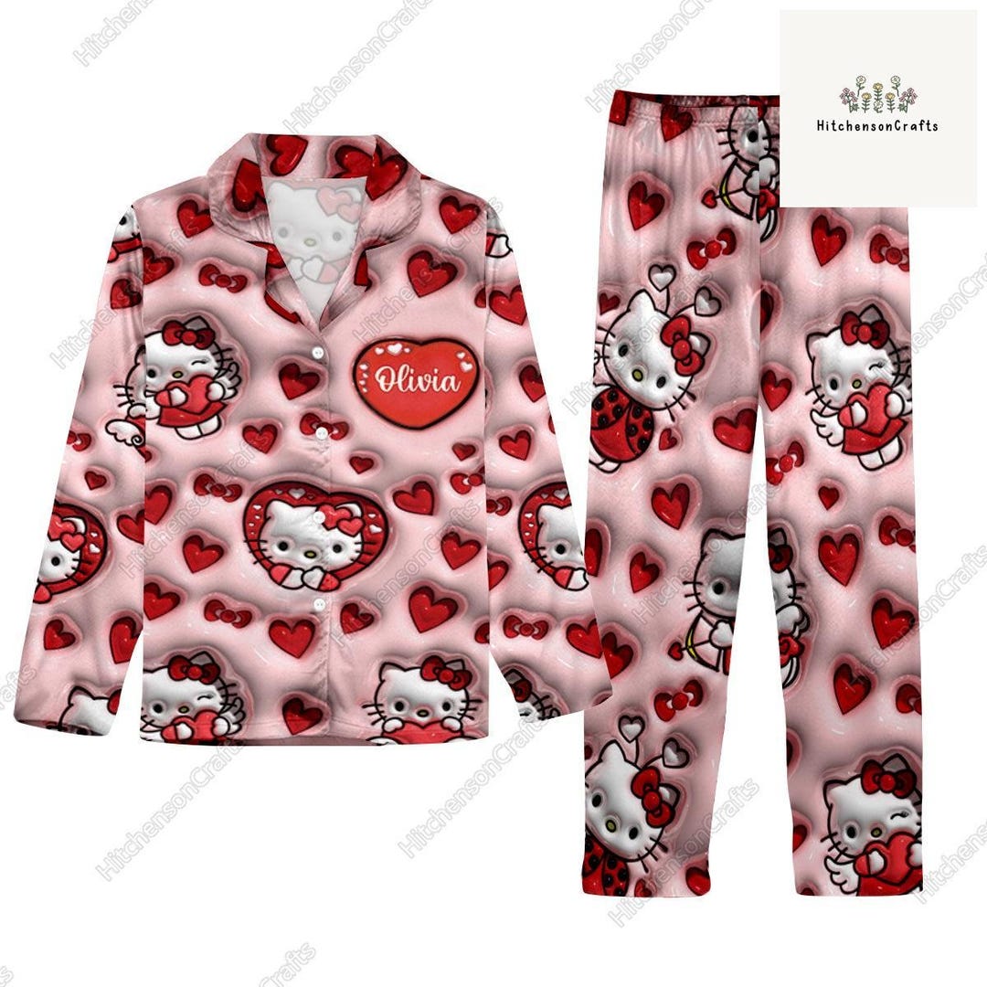 Custom Hello Kitty Pajama Set, Hello Kitty Pajamas Family, Hello Kitty ...