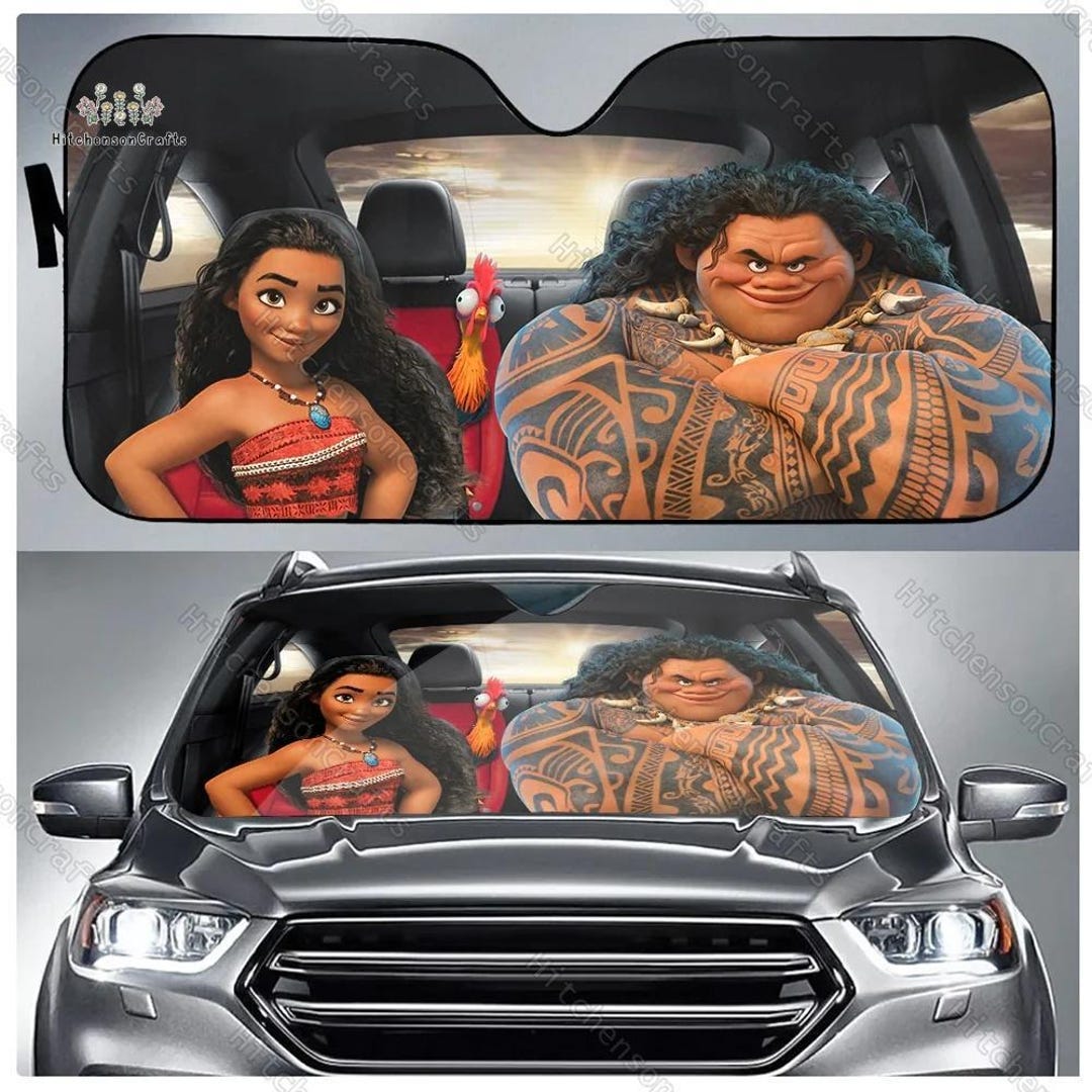 Moana and Maui Car Sun Shade, Disney Moana Car Decor, Moana 2 Car ...