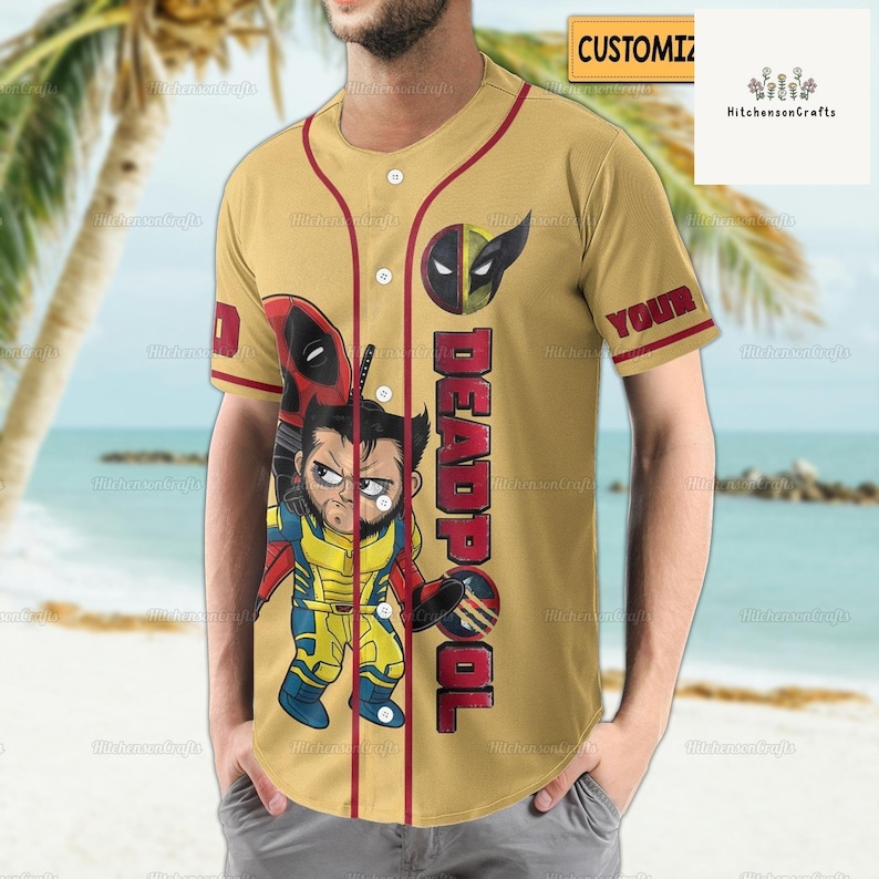 Custom Deadpool Baseball Jersey Shirt, Wolverine and Deadpool Shirt ...