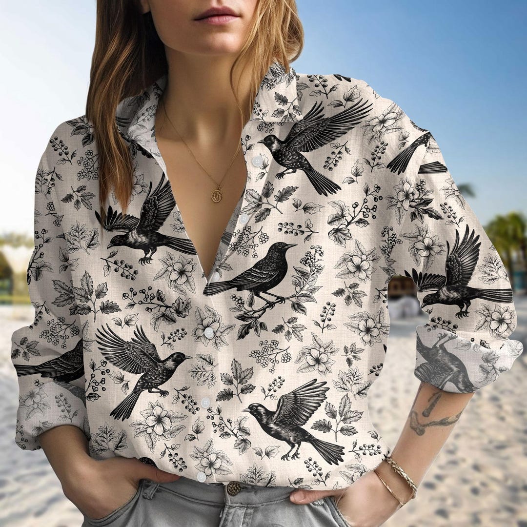Bird Shirt, Hummingbird Blouses Shirt, Women Blouse, Nature Tropical ...