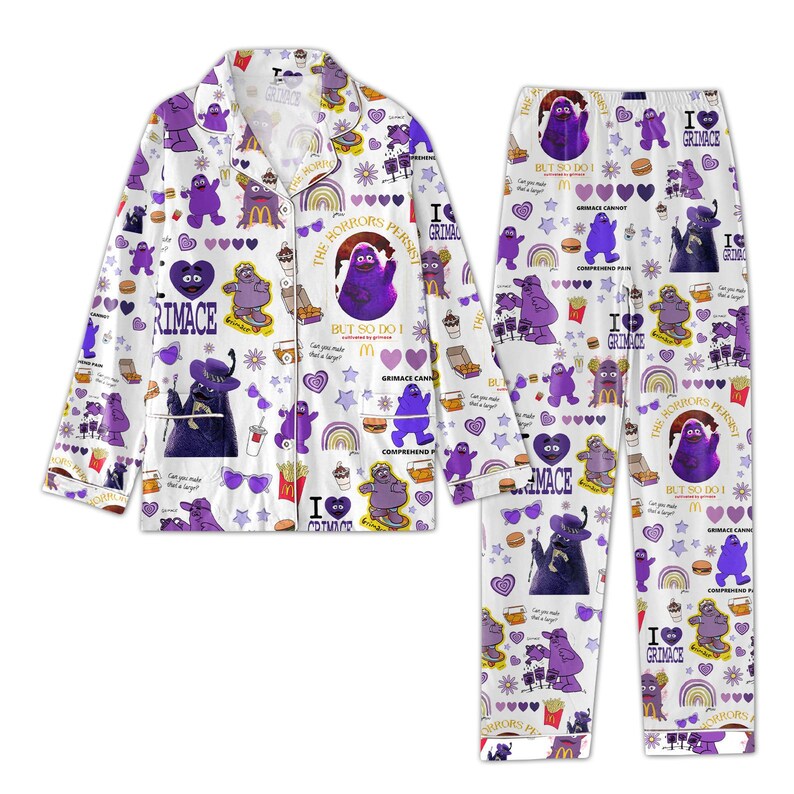 Grimace Pajamas Set, Mcdonalds Grimace Shirt, Grimace Shake Pajamas ...