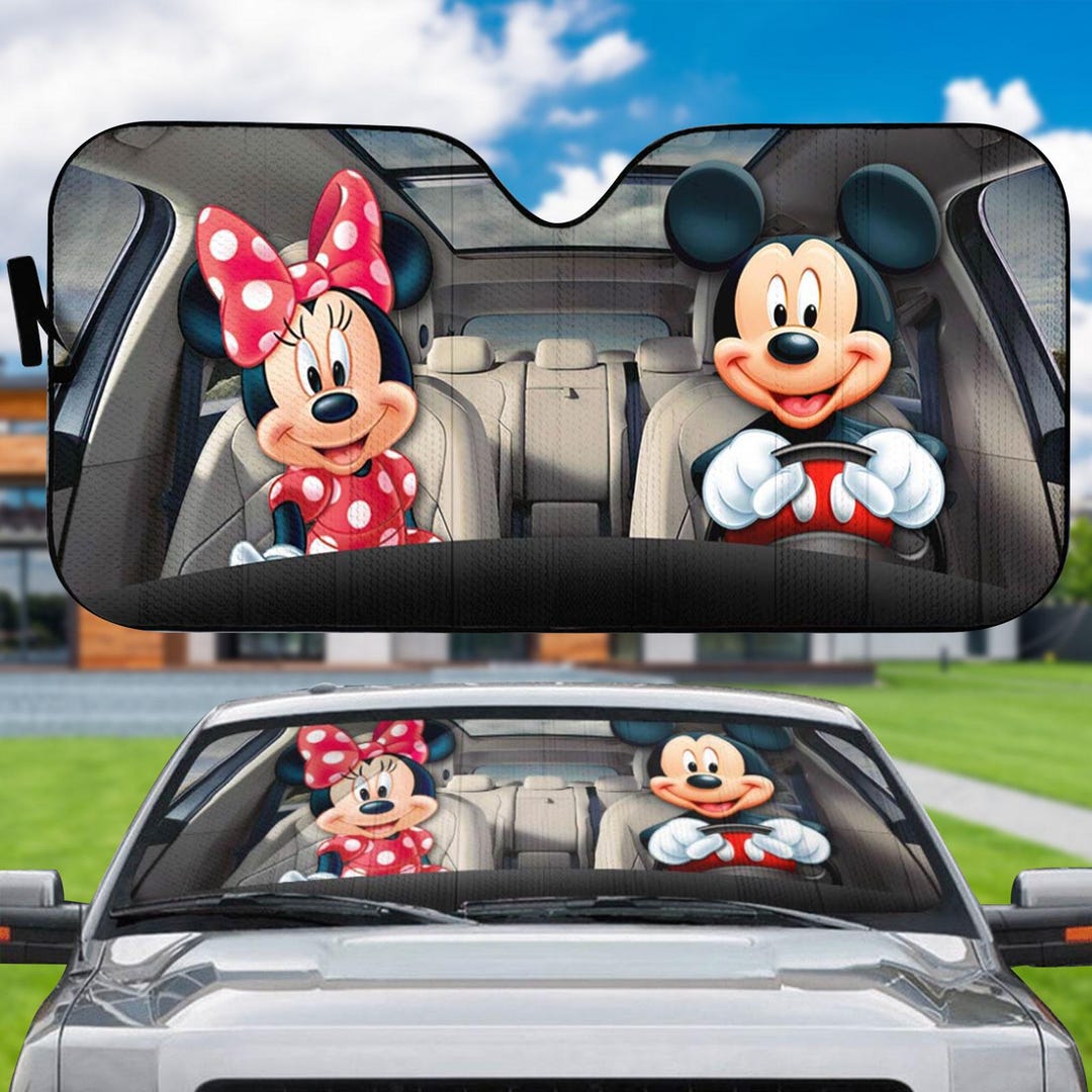 Mickey and Minnie Car Sun Shade Disney Characters Sunshade Disney Mouse Car Shade Disneyland Couple Auto Sun Shade Disney Trip Gift Etsy