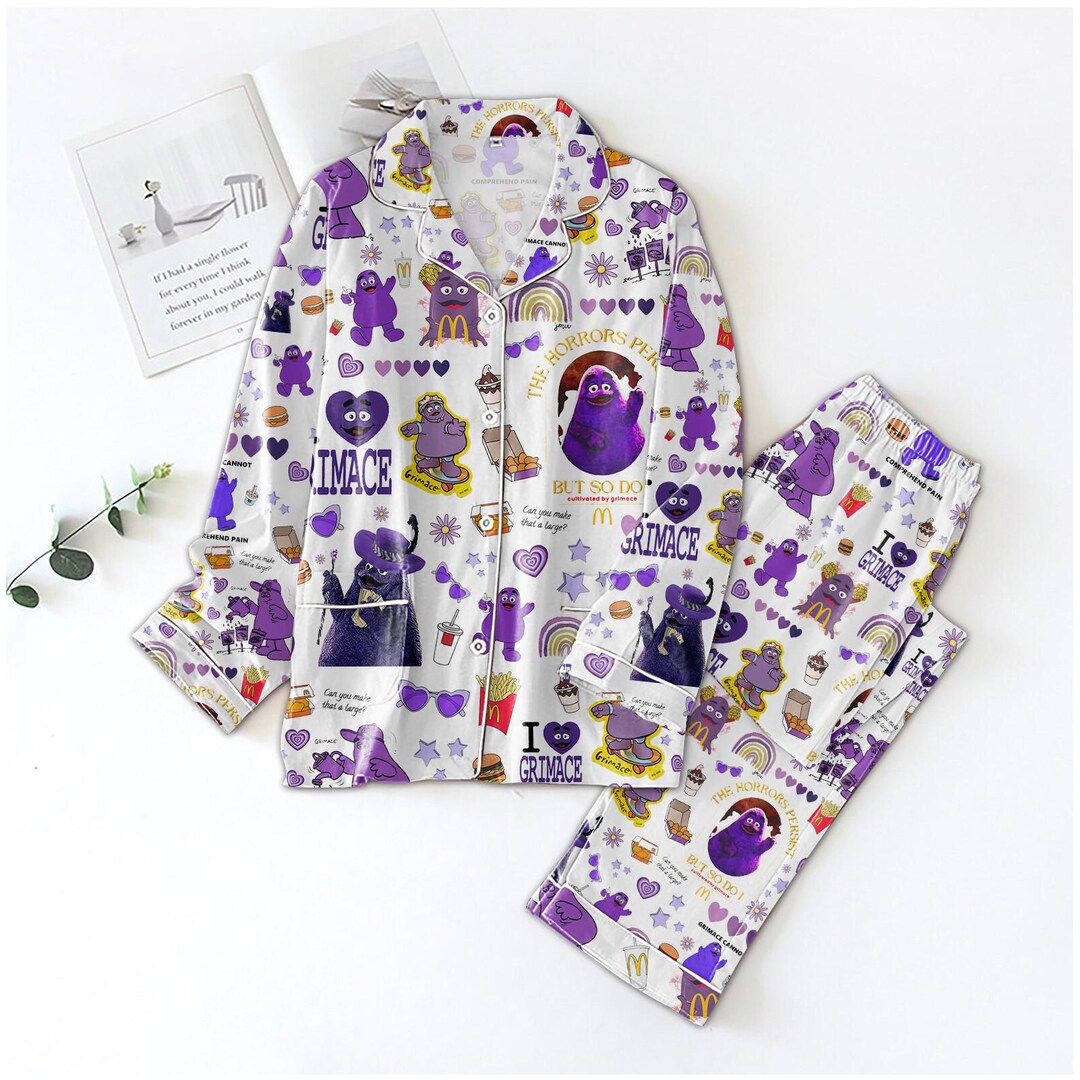 Grimace Pajamas Set, Mcdonalds Grimace Shirt, Grimace Shake Pajamas ...