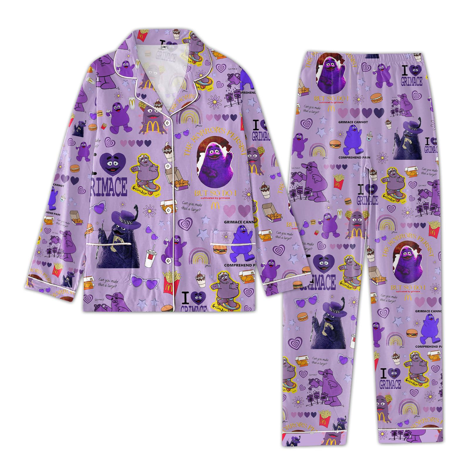 Grimace Pajamas Set, Mcdonalds Grimace Shirt, Grimace Shake Pajamas ...