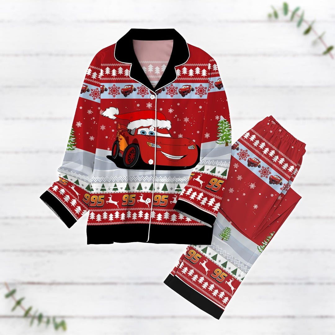 Lightning Mcqueen Christmas Pajamas Set, Disney Pixar Cars Xmas Pajamas ...