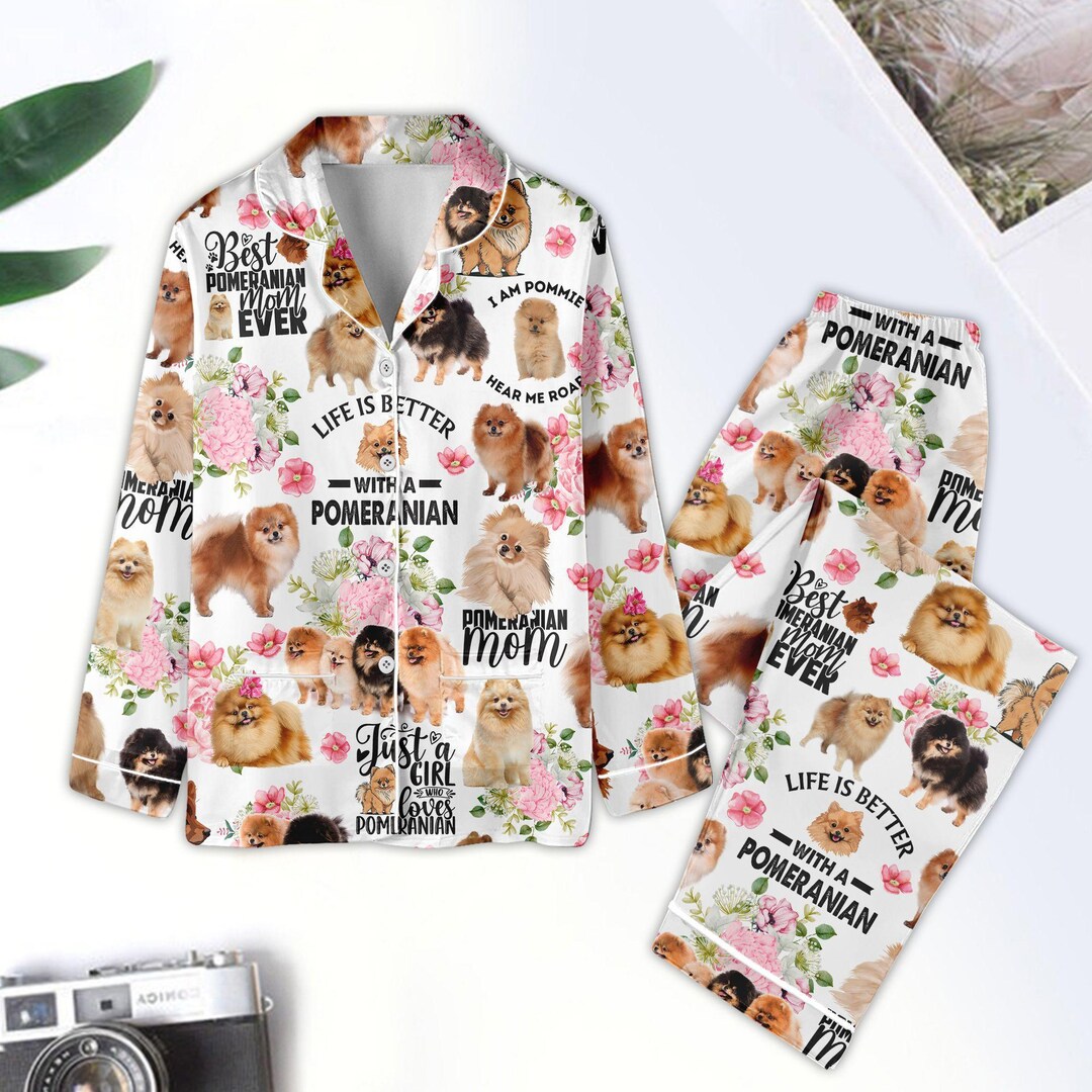 Christmas Pomeranian Dog Pajamas Set, Cute Dog Lover Pajamas Family ...