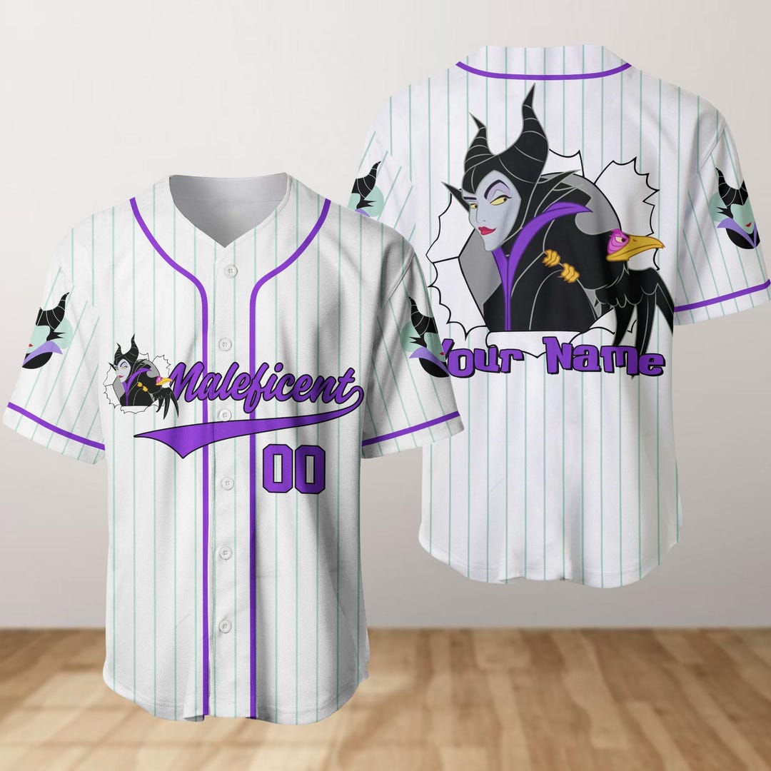 Maleficent Baseball Jersey, Custom Name Number Baseball Shirt, Disney ...