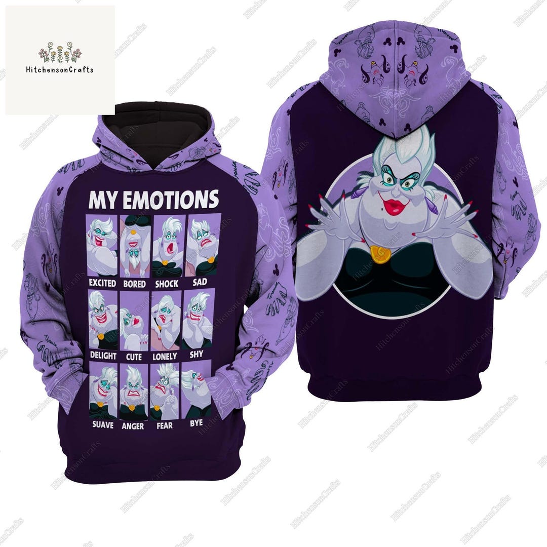 Disney Ursula My Emotions Hoodie, Ursula Zip Hoodie, Disney Villains ...