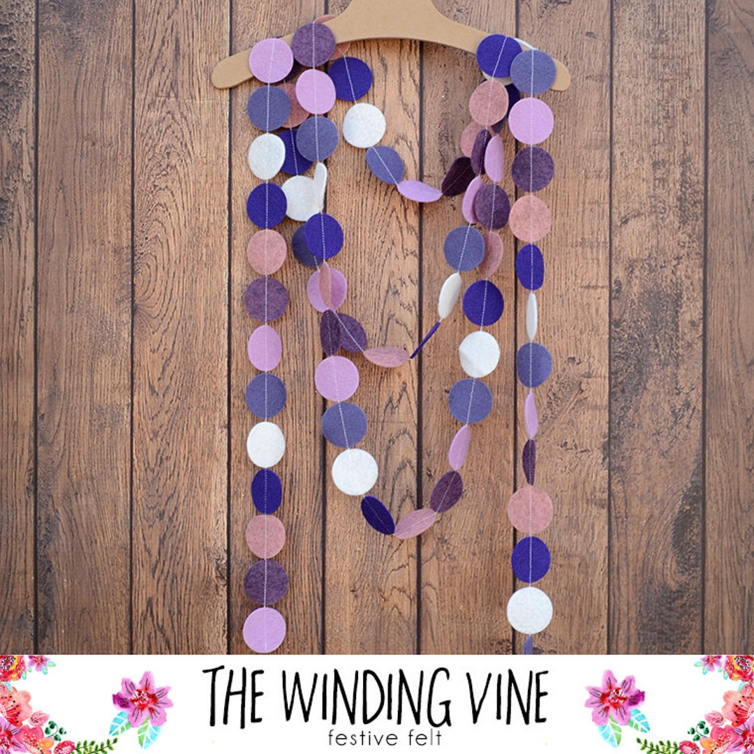 Purple/violet/lavender/white Felt Circle Garland, Home Decor, Party ...