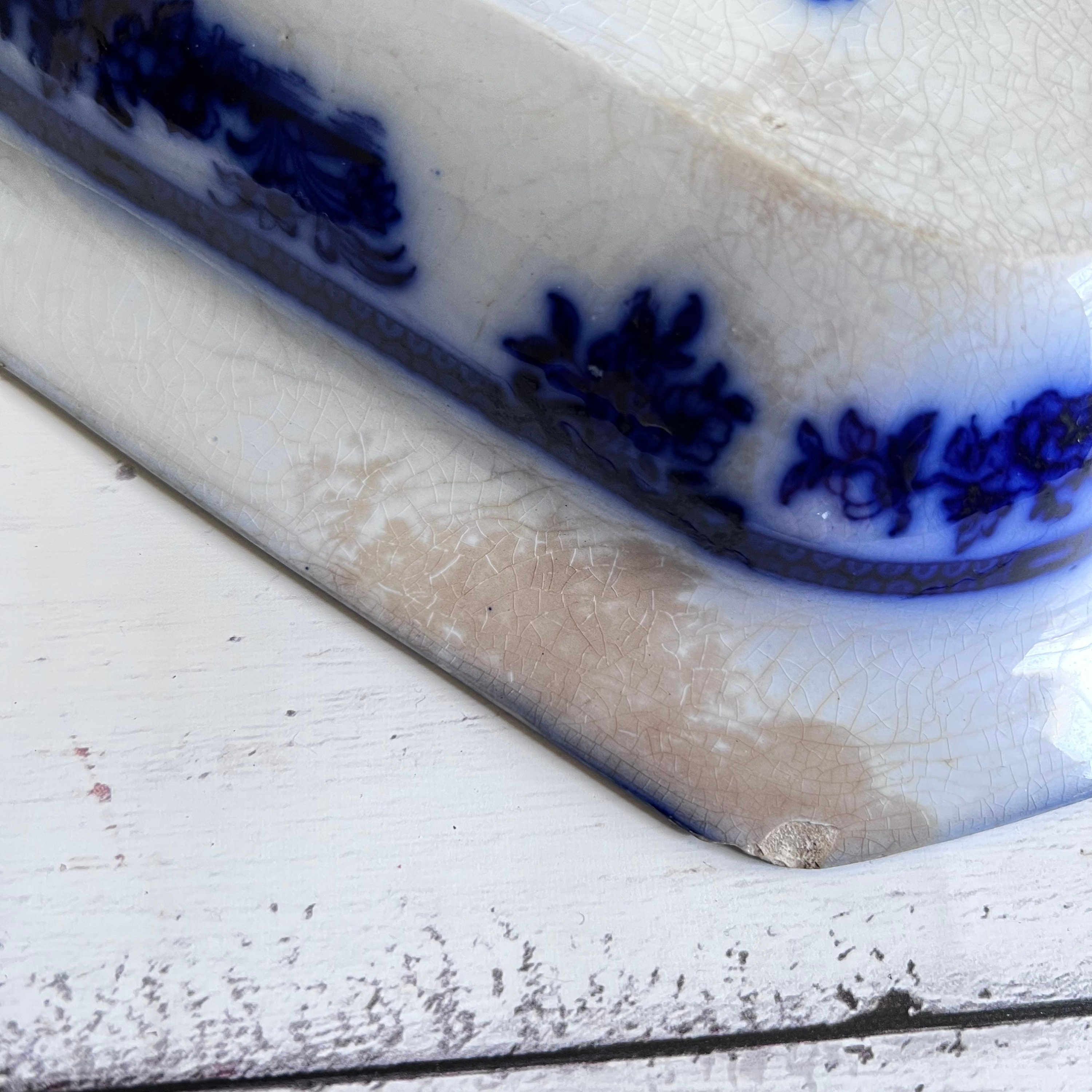 Antique J Wedgwood Chapoo Flow Blue Vegetable Dish - Etsy