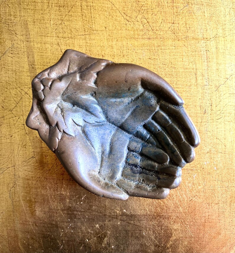 Vintage Brass Cupped Hands Trinket Dish - Etsy