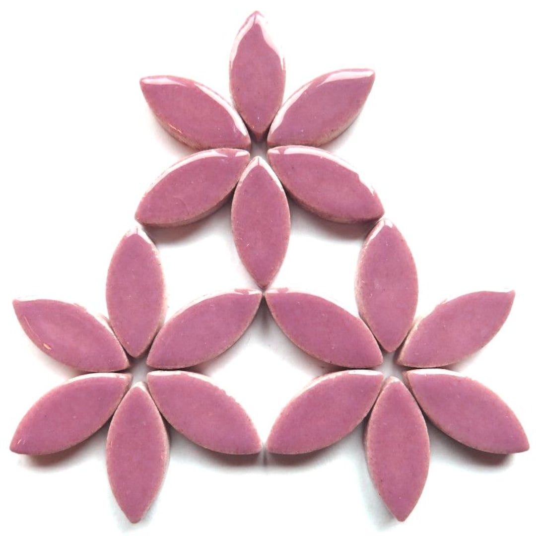 Dusty Rose Pink Petals Ellipse Ceramic Mosaic Tile Pieces - 25 Tiles ...