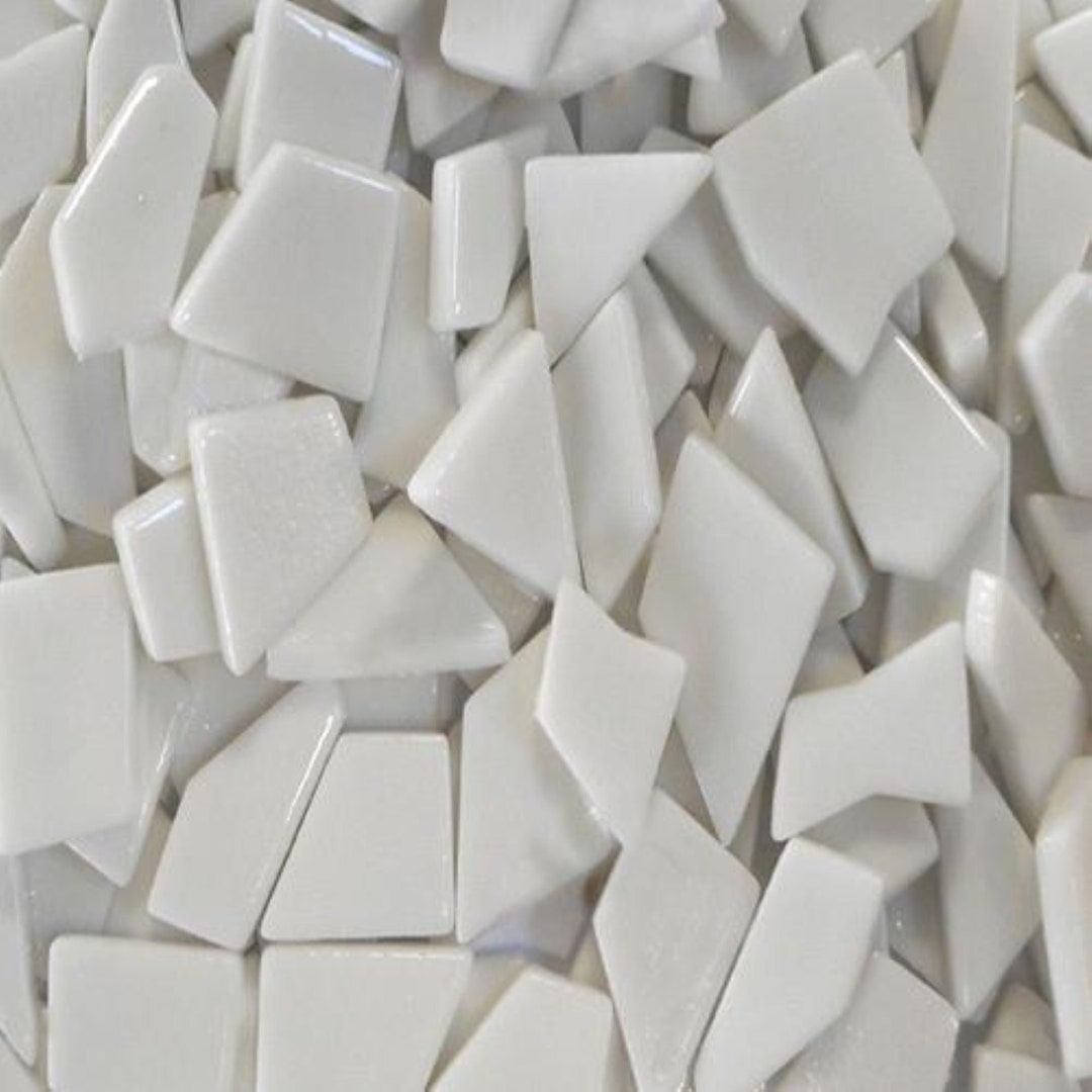 White Opal Glass Odd Cut Shaped Mosaic Tile Pieces - 25 Tiles -mixed ...
