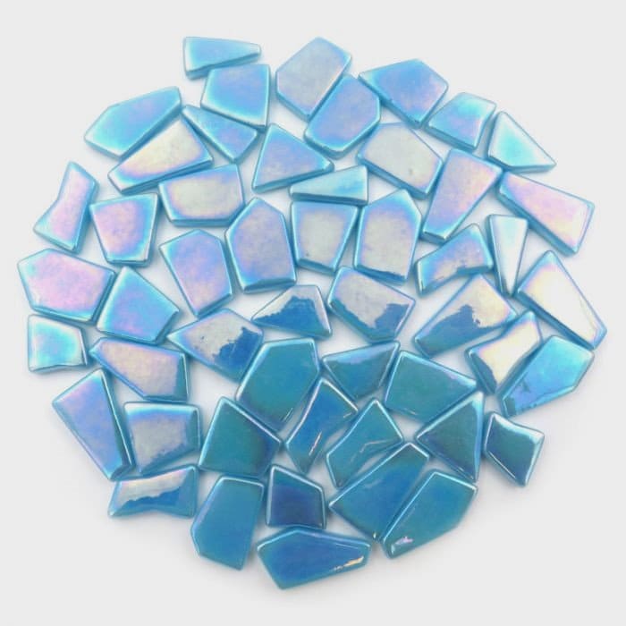 Iridescent Blue Odd Cut Shaped Glass Mosaic Tile Pieces - 25 Tiles ...