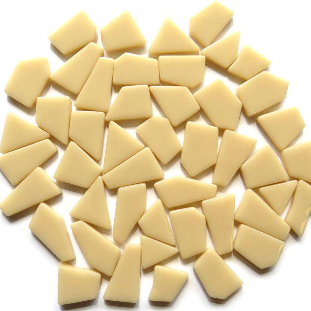 25 Tiles Creme Beige Jigsaw Odd Cut Shaped Glass Mosaic Tile Pieces ...