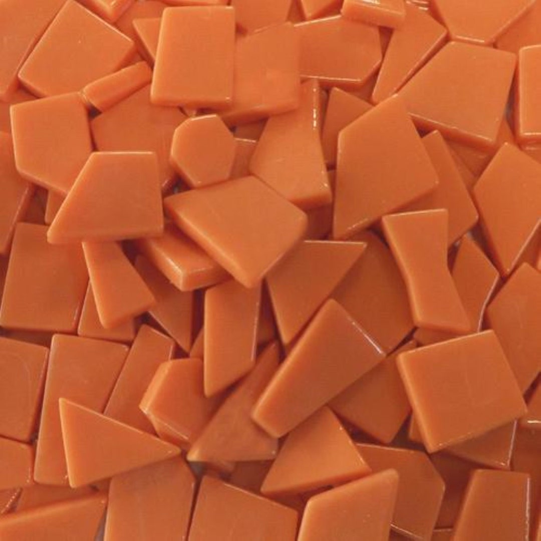 Orange Jigsaw Odd Cut Shaped Glass Mosaic Tile Pieces - 25 Tiles ...