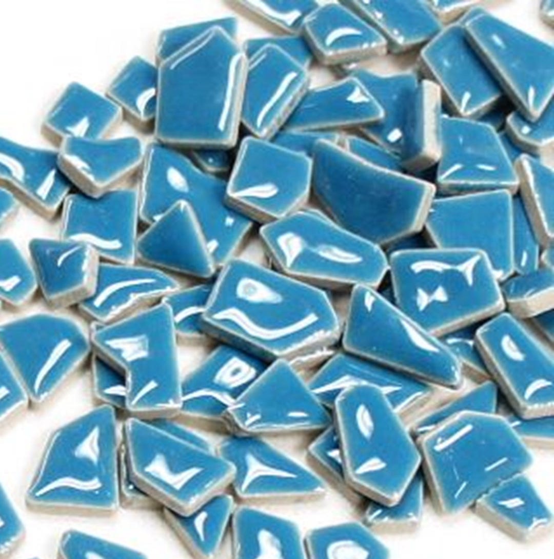 Thalo Blue Ceramic Jigsaw Shaped Mosaic Tiles Pieces - 50 Tiles - 4-20 ...
