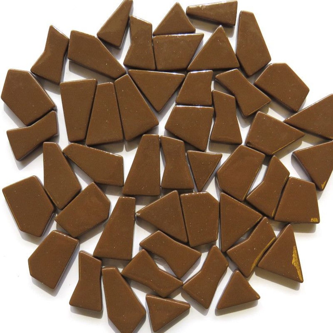 25 Tiles Coffee Brown Jigsaw Odd Cut Shaped Glass Mosaic Tile Pieces ...