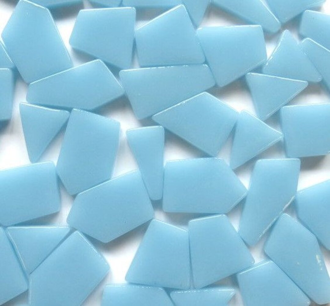 Ice Blue Odd Cut Shaped Glass Mosaic Tile Pieces - 25 Tiles - Mixed ...