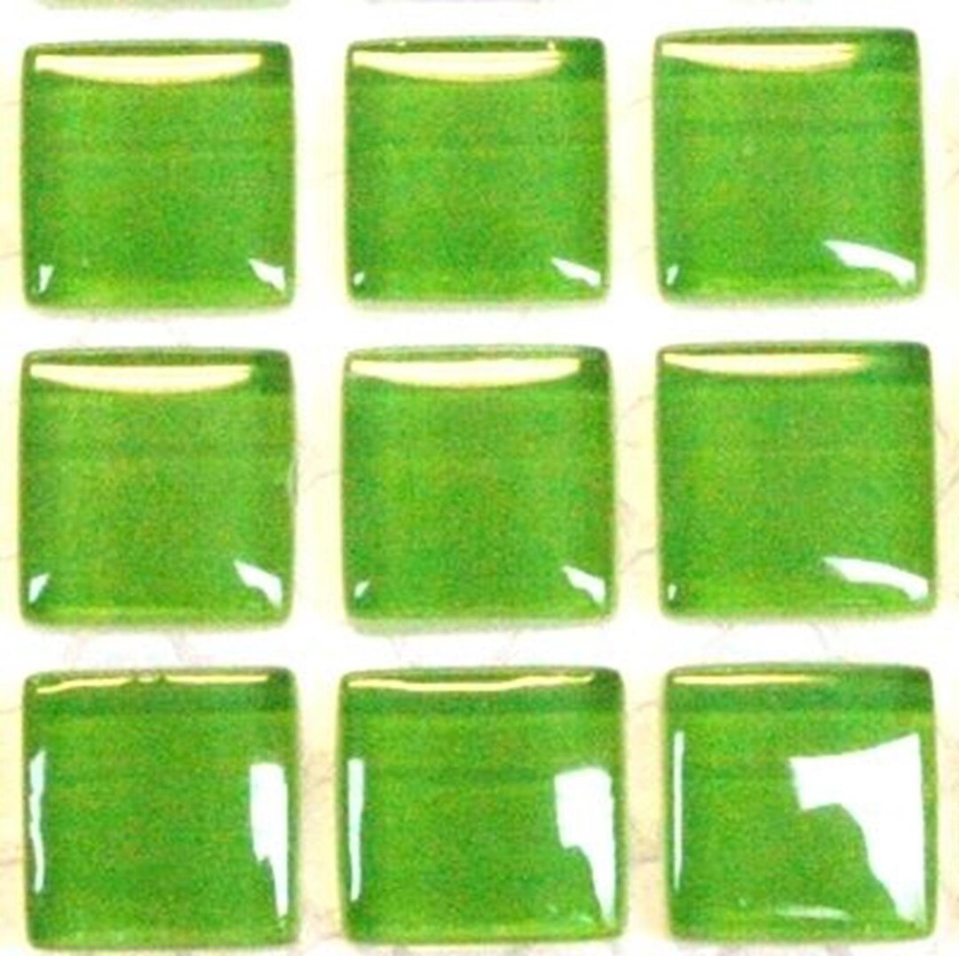 Lime Green Glass Mosaic Tile Pieces - 50 Tiles - 3/8 Inch - Mixed Media ...