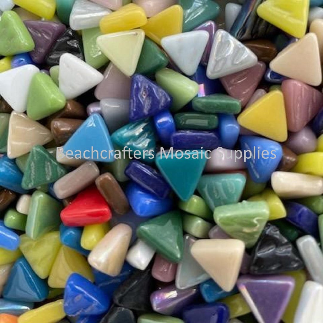 10 Mm Triangle Glass Mosaic Tiles - 100 Tiles Mixed Glossy and Iridized ...