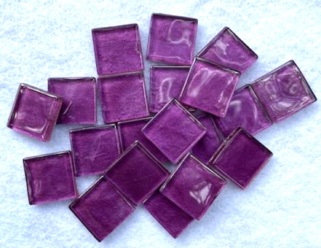 3/4 Inch 20 Tiles Plum Purple Metallic Glass Mosaic Tile Pieces - Mixed ...