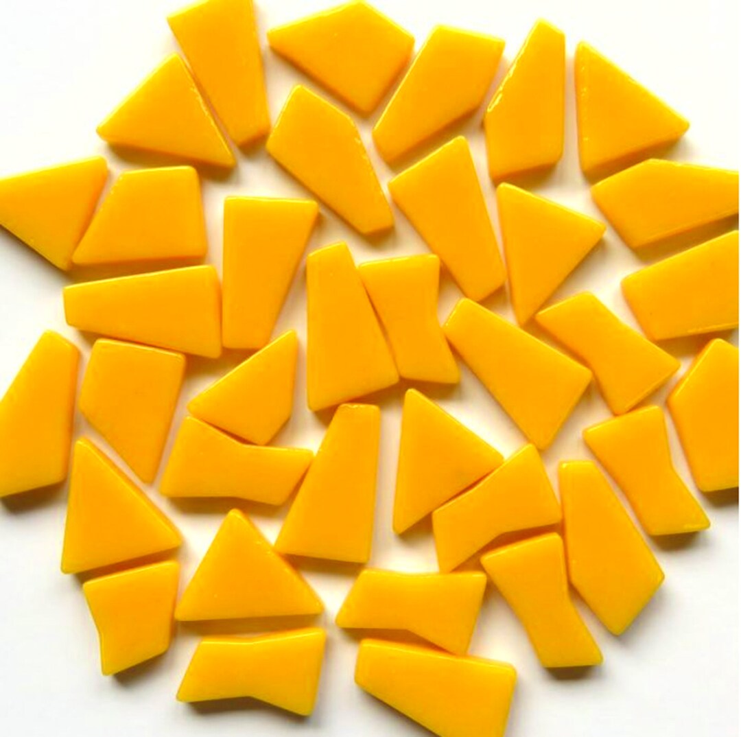 Golden Yellow Orange Jigsaw Odd Cut Shaped Glass Mosaic Tile Pieces ...