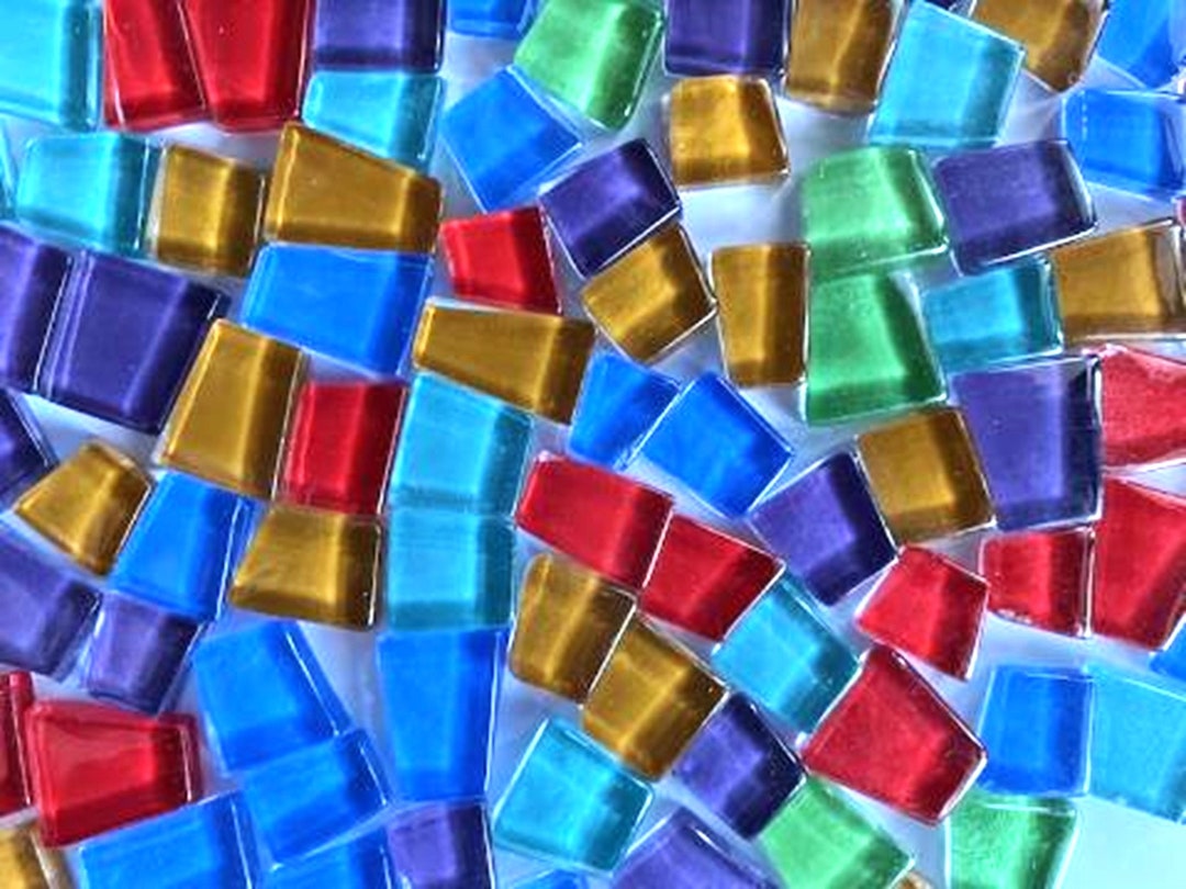 50 Crystal Angles Mix Colors Glass Mosaic Tile Pieces - 3/8"-3/4" Size ...