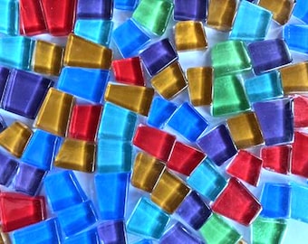 50 Glass Petals Bright Mix of Glass Mosaic Tile Pieces Mixed Glossy and ...