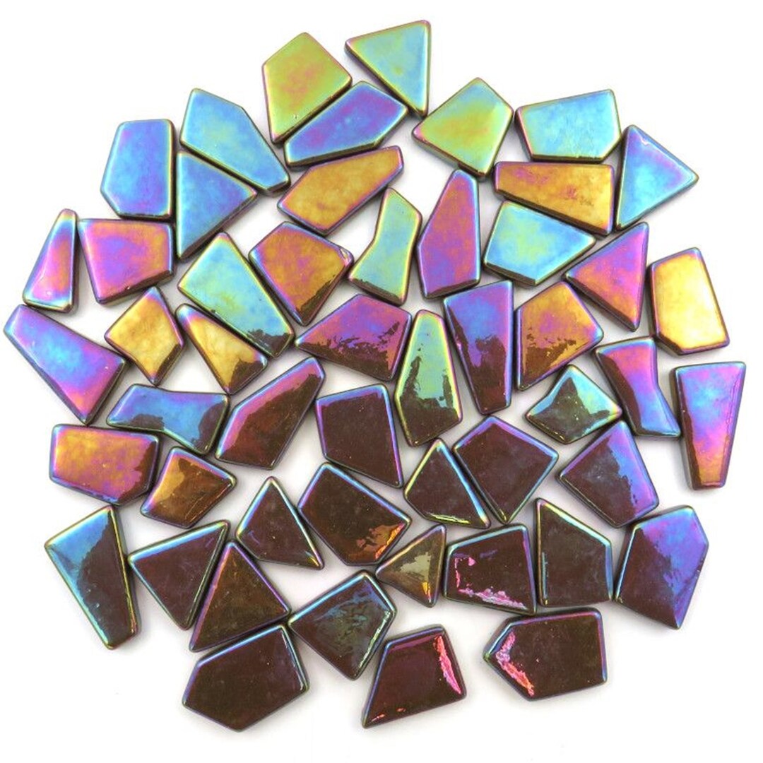 Iridescent Coffee Brown Jigsaw Odd Cut Shaped Glass Mosaic Tile Pieces ...