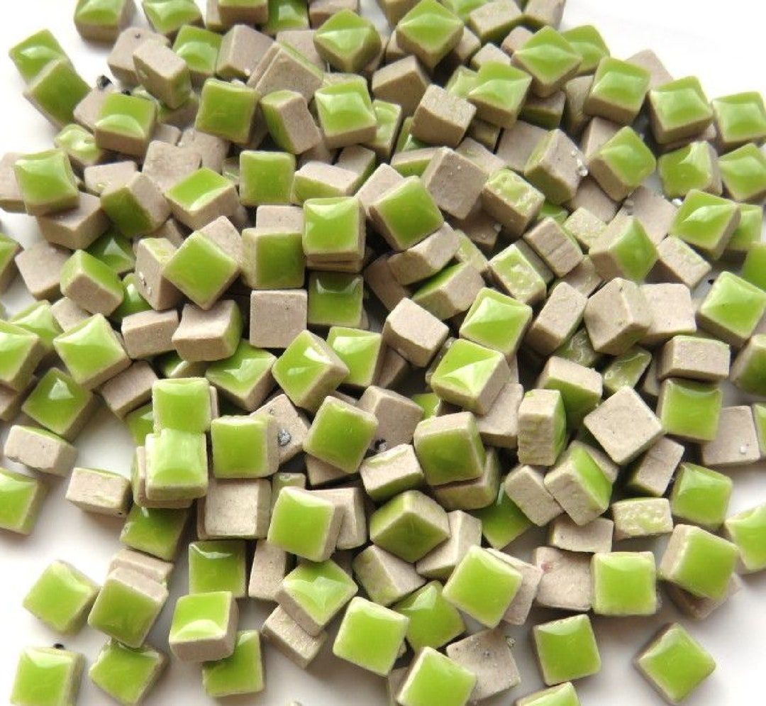 5 Mm Light Green Ceramic Mosaic Tiles - Micro Tiny Tiles - 1 Ounce Bag ...