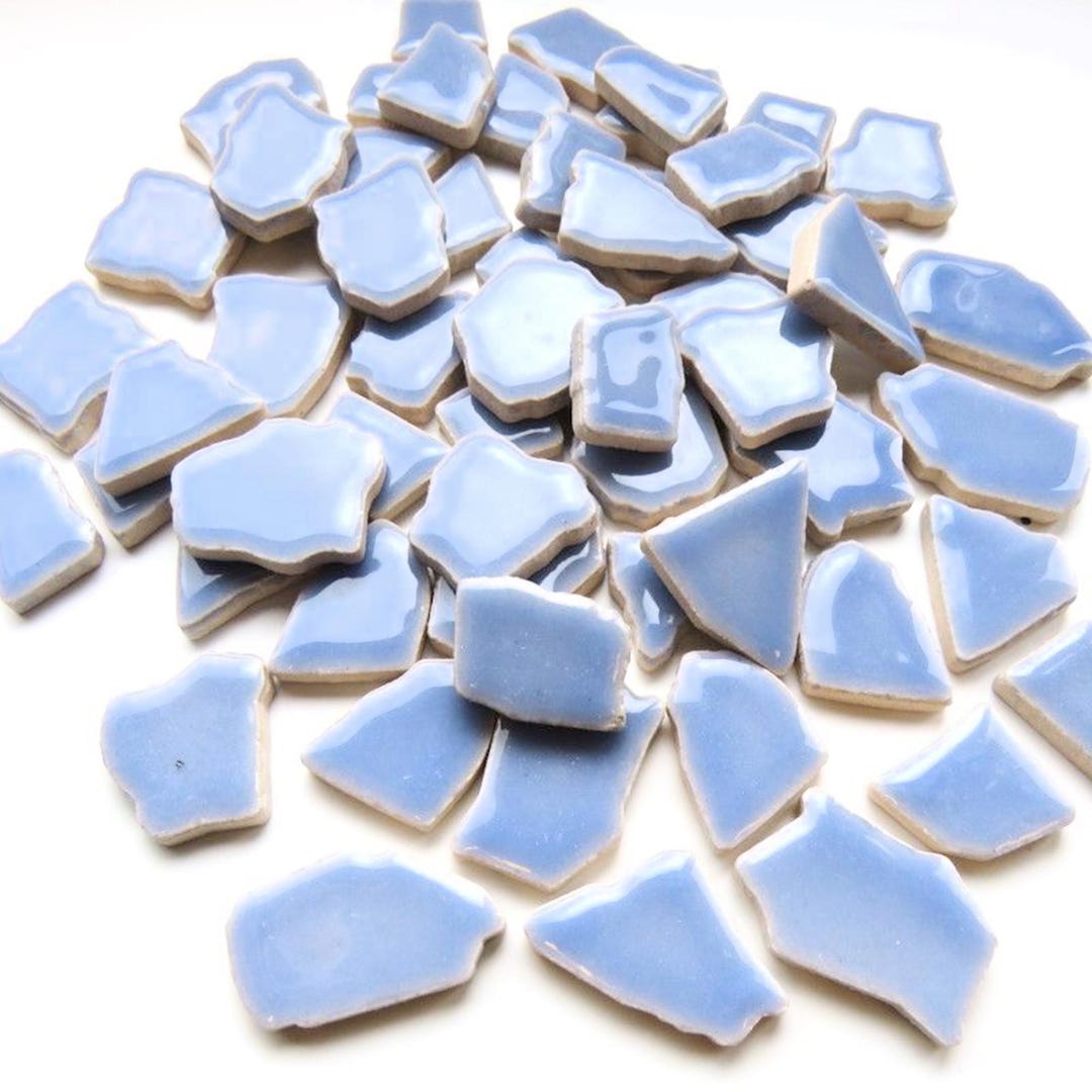 Ice Blue Ceramic Jigsaw Shaped Mosaic Tiles Pieces - 50 Tiles - 4mm to ...